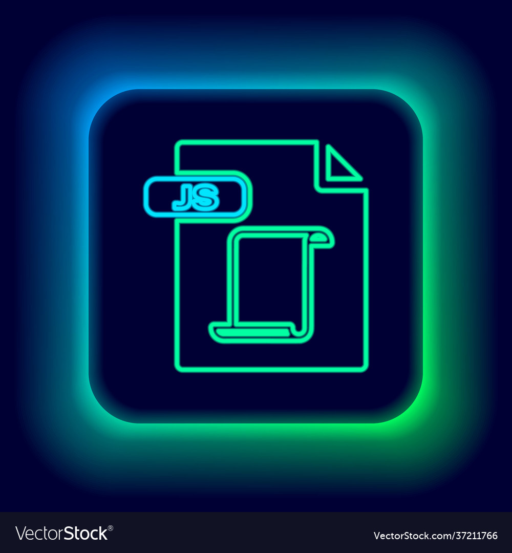 Glowing neon line js file document download js Vector Image