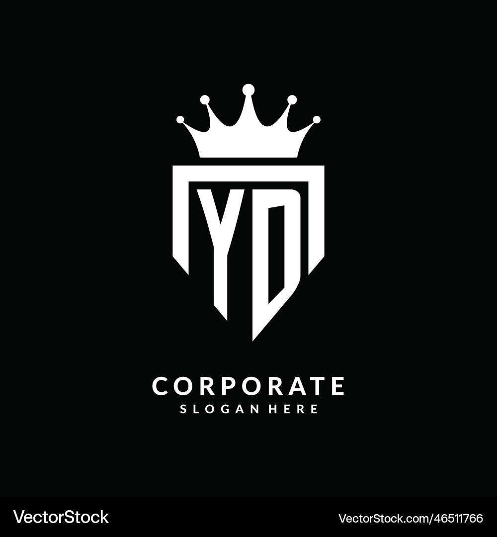 Letter yd logo monogram emblem style with crown Vector Image