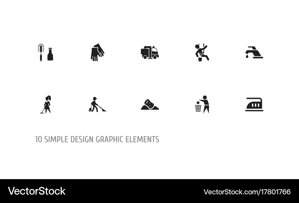 Set of 10 editable cleaning icons includes Vector Image