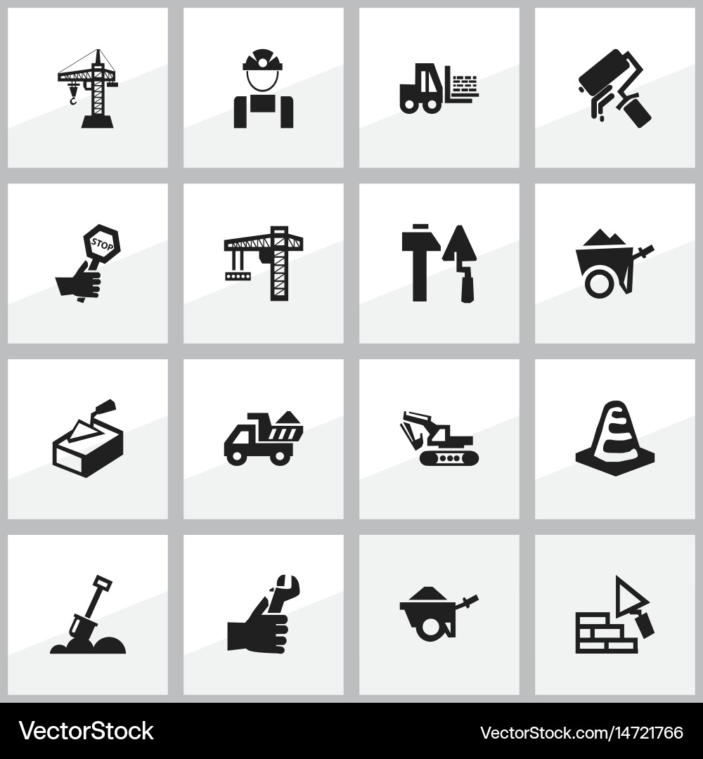 Set of 16 editable building icons includes Vector Image