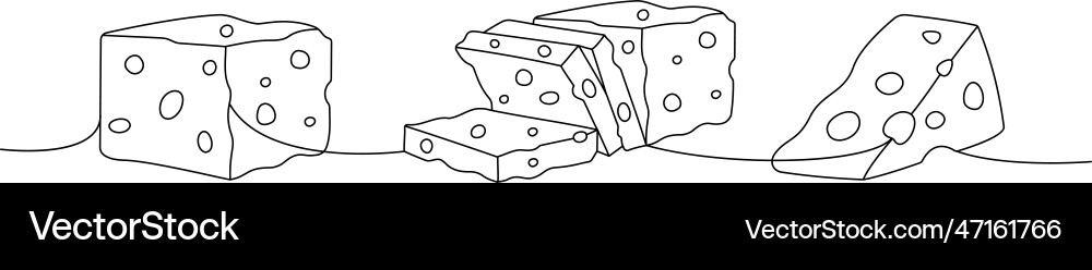Set of cheese one line continuous drawing Vector Image