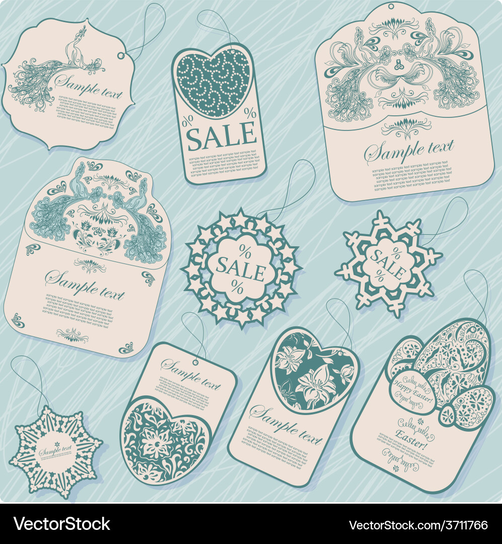 Set of ten vintage tags Royalty Free Vector Image