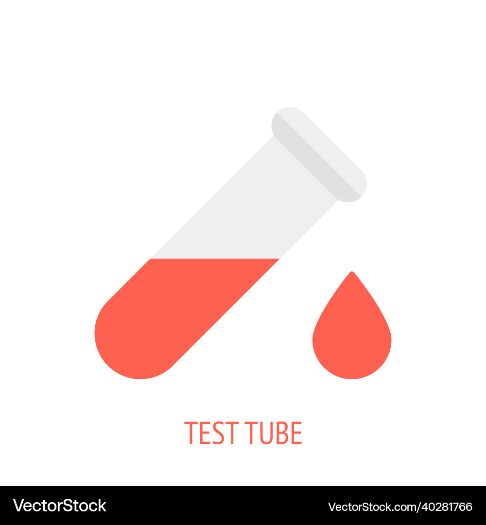 Test tube with drop flat icon Royalty Free Vector Image