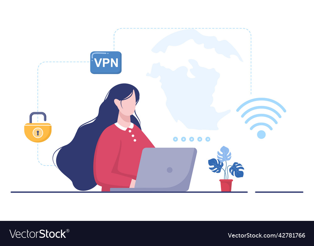 Vpn or virtual private network service cartoon Vector Image Vpn or virtual private network service cartoon Vector Image