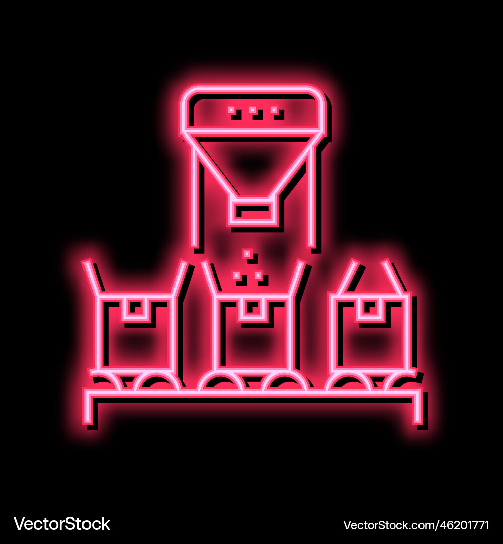Boxes filling with goods neon glow icon Royalty Free Vector