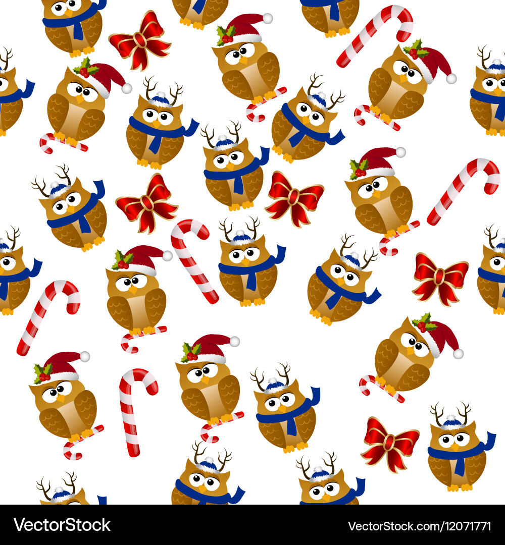 Christmas owl in santa hat Royalty Free Vector Image