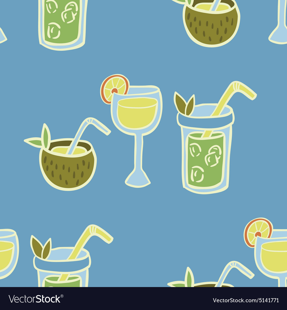 Cold fresh beach drinks seamless pattern Vector Image