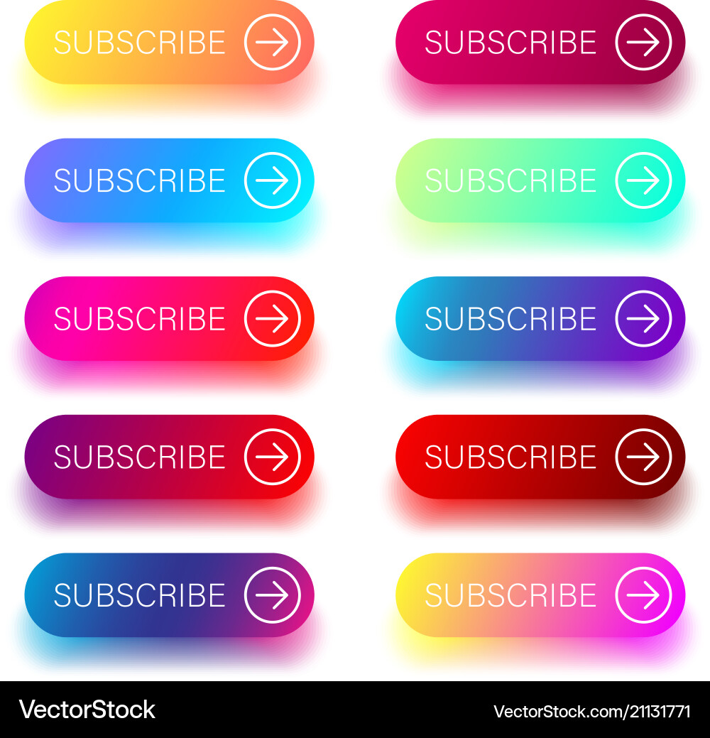 Colorful subscribe icons with arrow isolated Vector Image