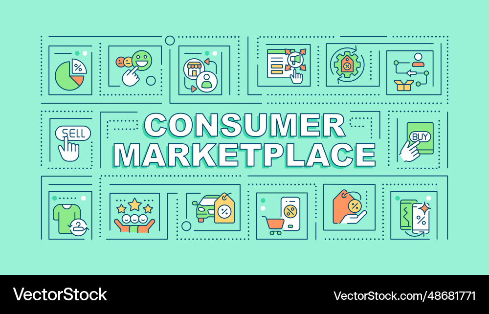 Consumer marketplace text with colorful thin line Vector Image