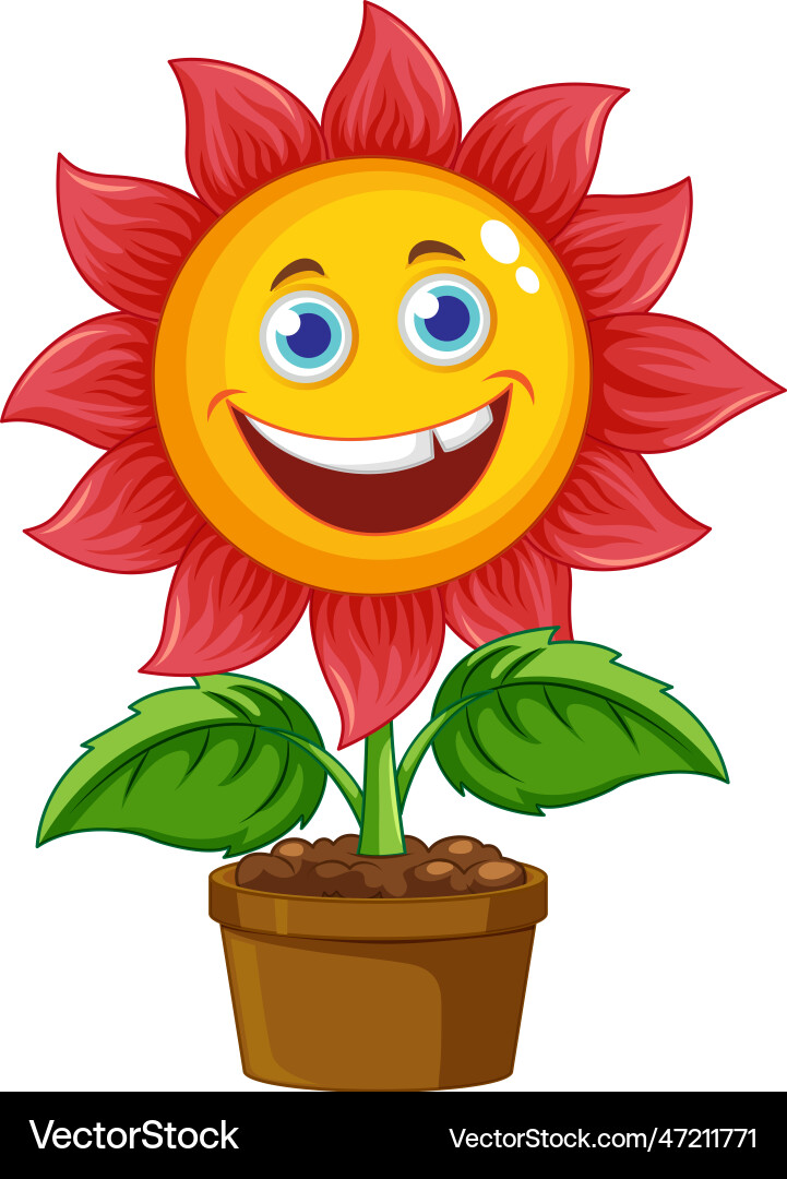 Cute flower in pot with smiley face Royalty Free Vector