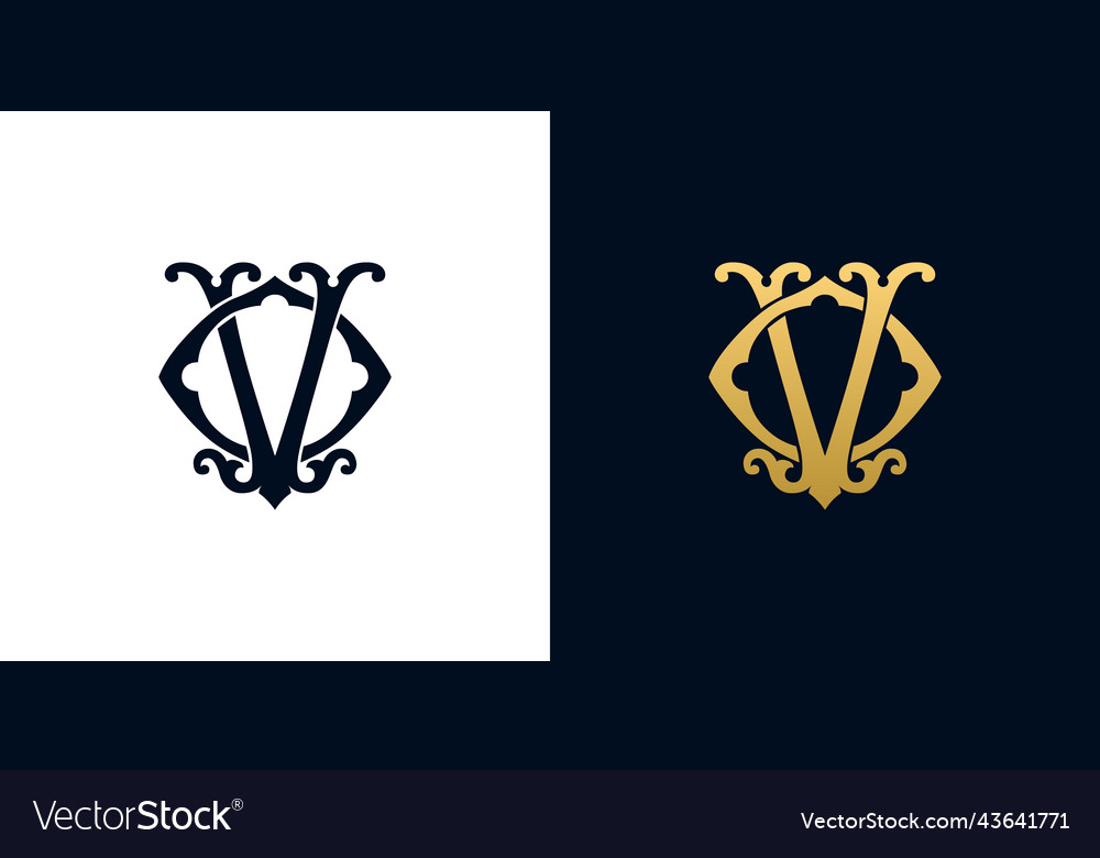 Decorative vintage initial letters vo monogram Vector Image Decorative vintage initial letters vo monogram Vector Image