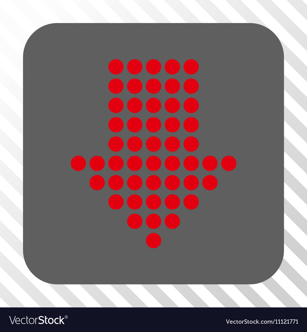 Dotted arrow down rounded square button Royalty Free Vector