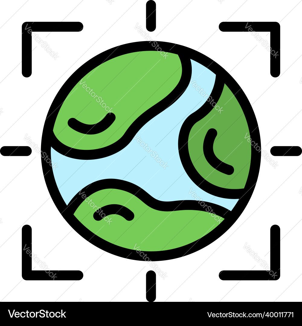 Eco target earth icon color outline Royalty Free Vector