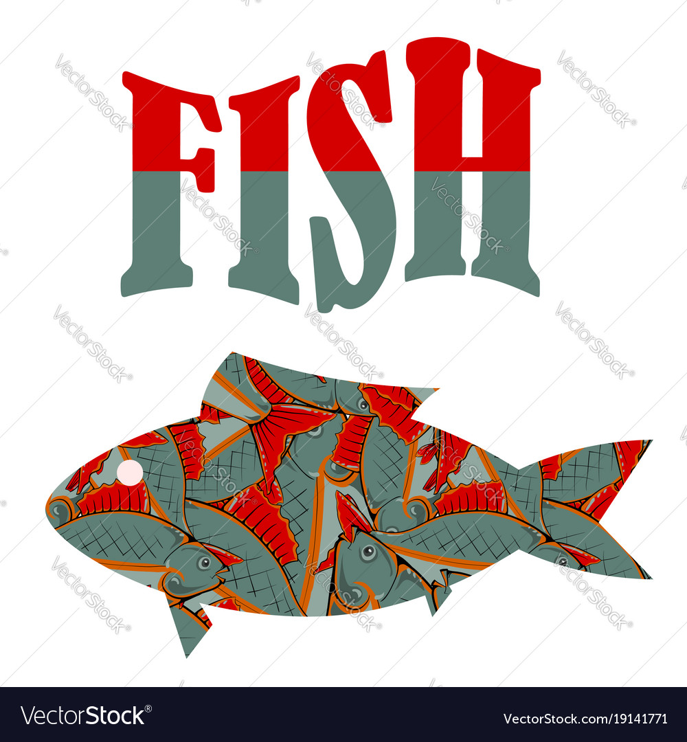 Fish pattern text Royalty Free Vector Image - VectorStock