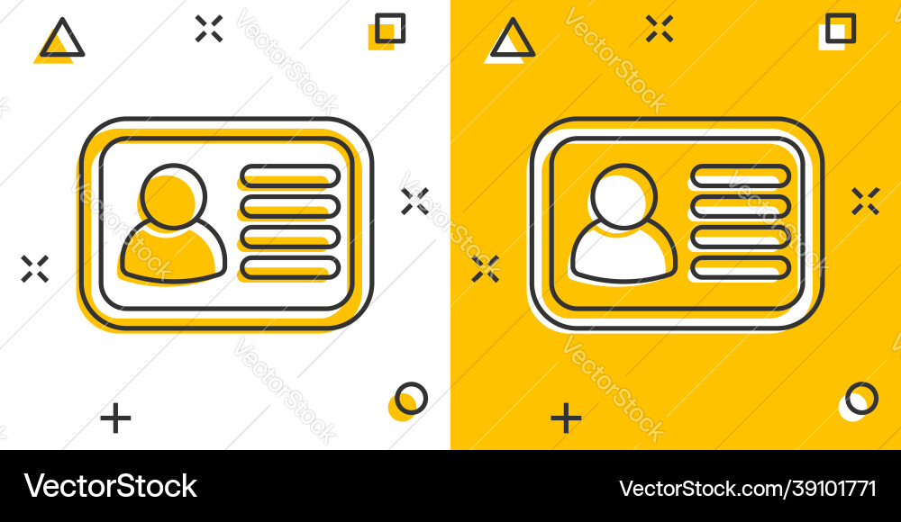 Id card icon in comic style identity badge Vector Image