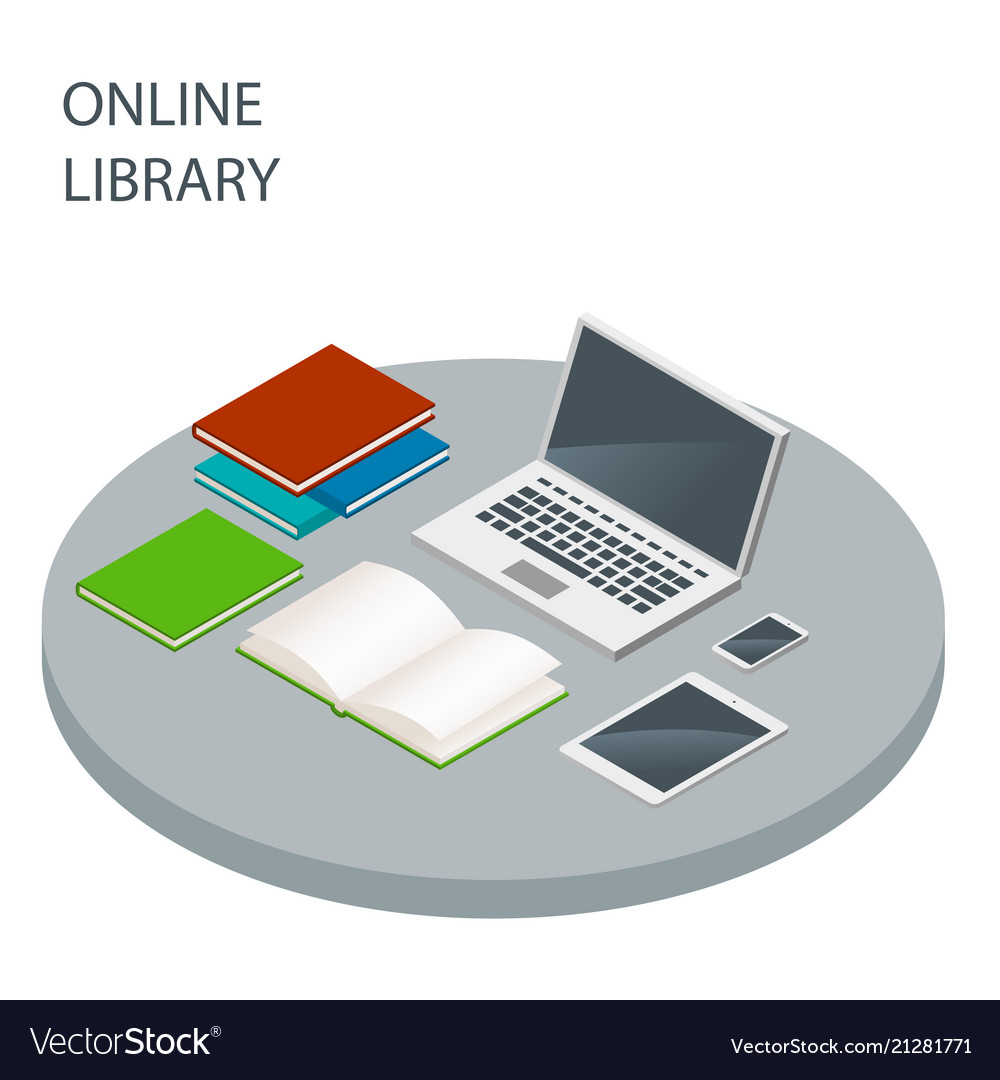 Online library isometric concept reading Vector Image