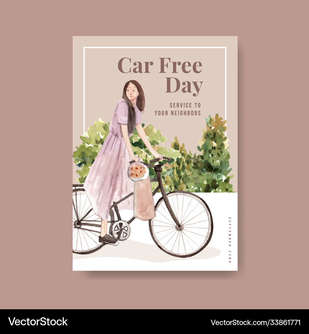 Poster template with world car free day concept Vector Image