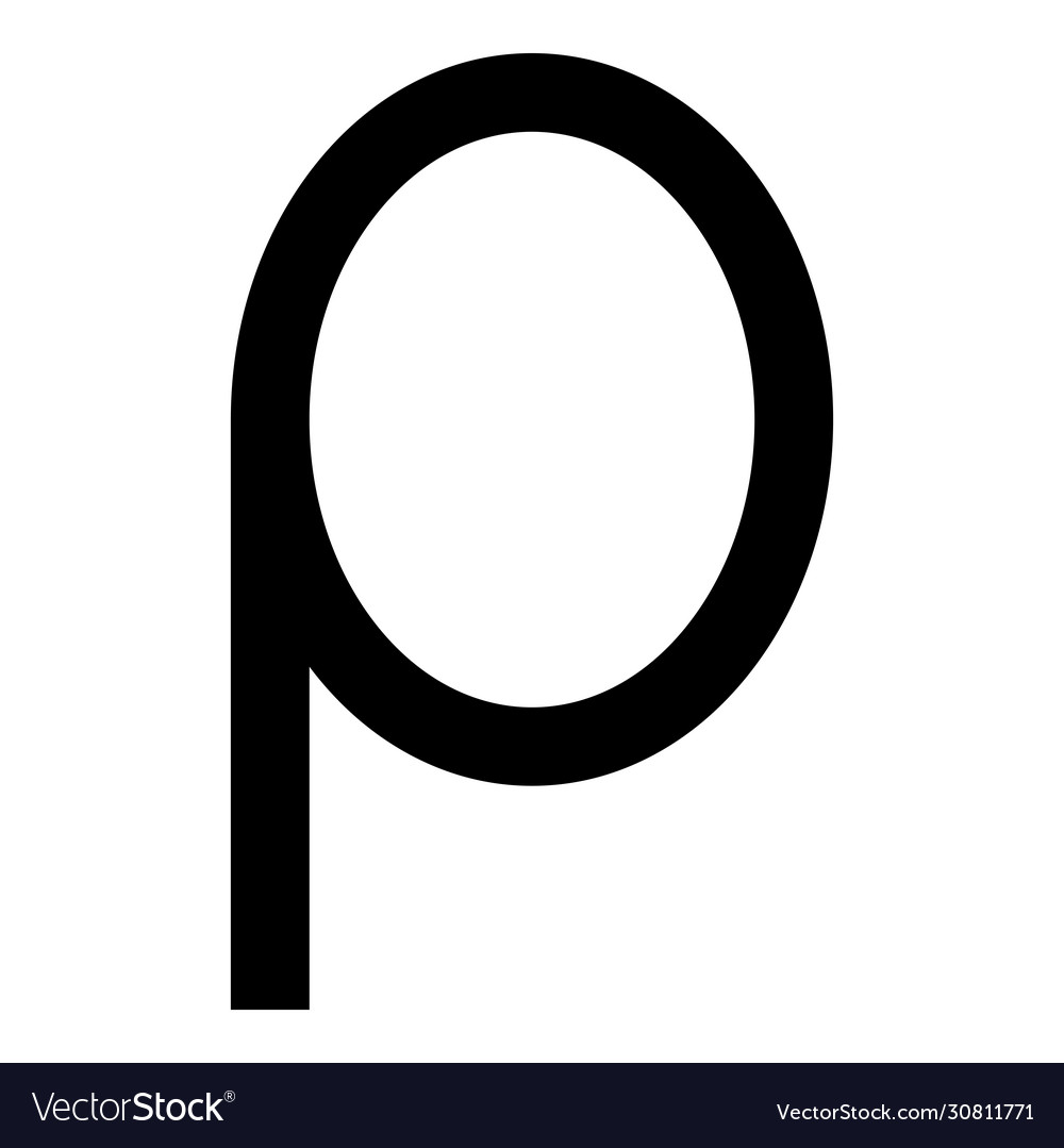 Rho Greek Symbol Small Letter Lowercase Font Icon Vector Image