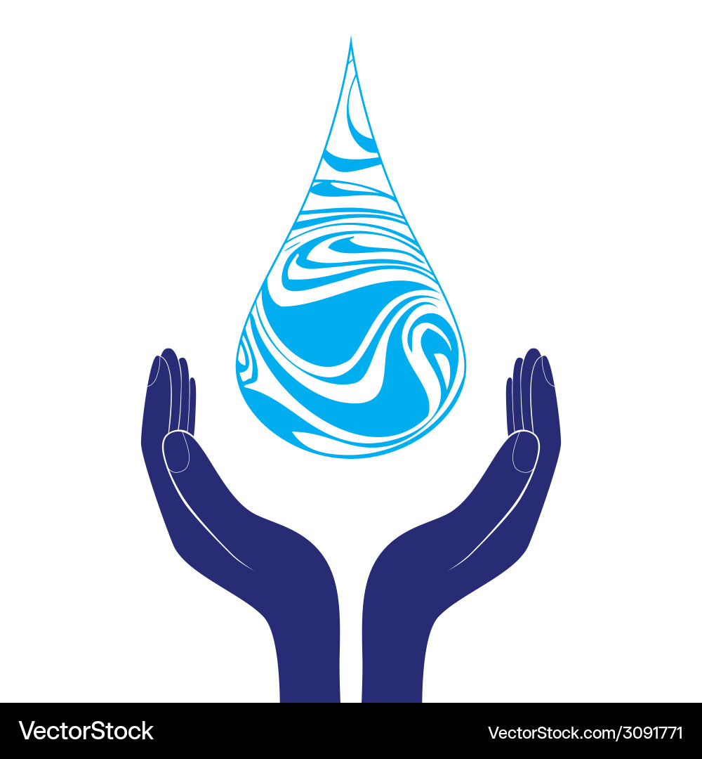 Save water sign icon hand holds drop symbol Vector Image