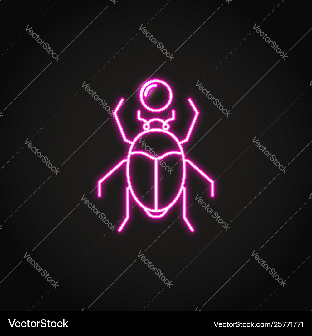 Scarab beetle icon in glowing neon style Vector Image
