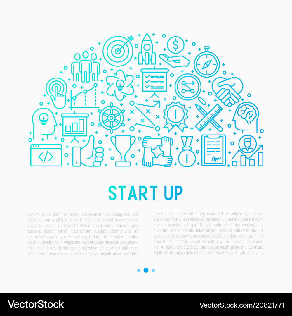 Start up concept in half circle Royalty Free Vector Image