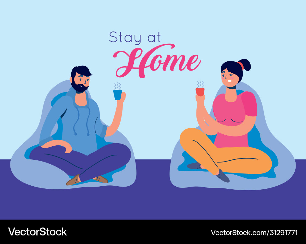 Stay at home message for covid19 Royalty Free Vector Image