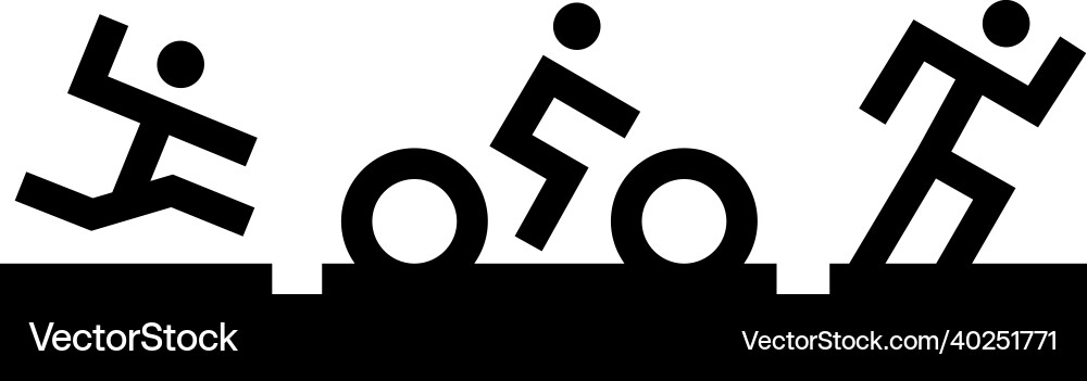 Triathlon line icon set swimming running Vector Image
