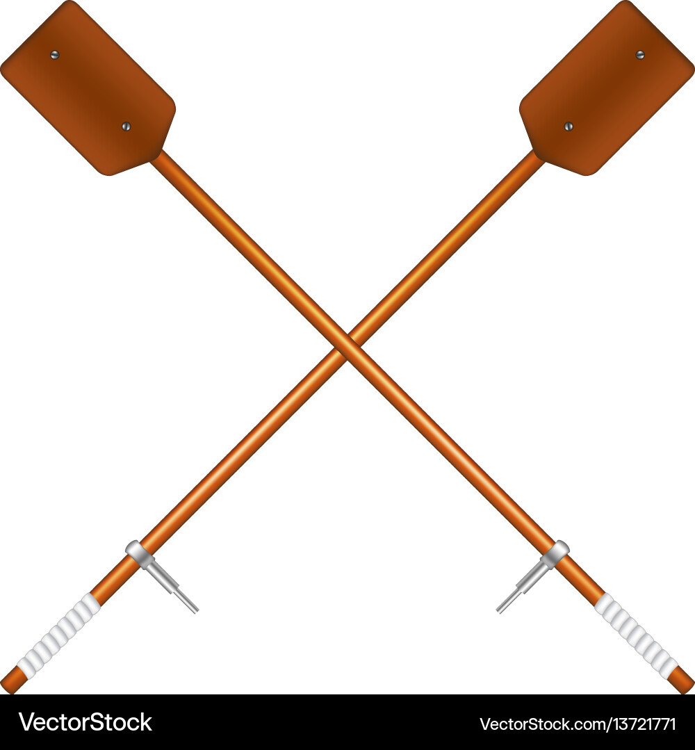 Two crossed old oars in brown design Royalty Free Vector