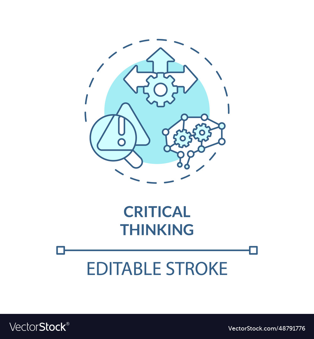 2d Blue Thin Linear Icon Critical Thinking Concept
