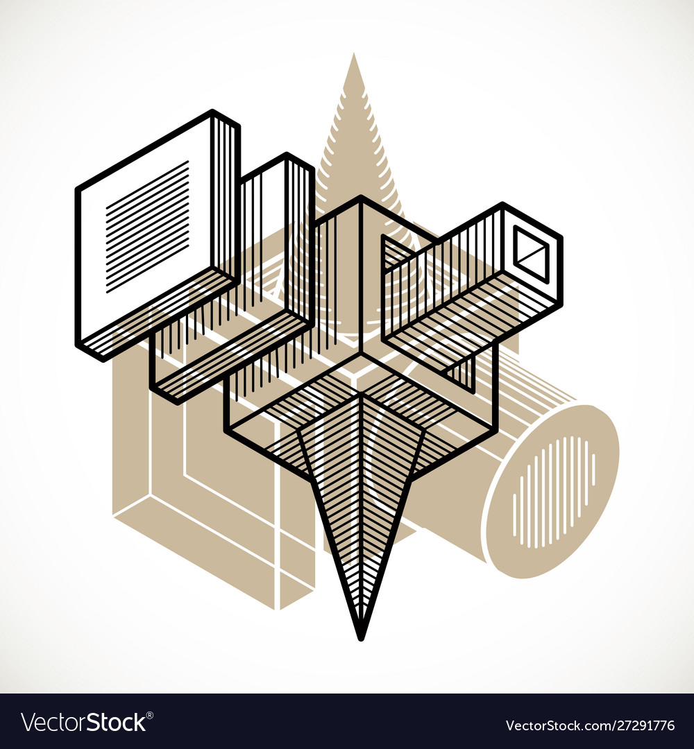 3d engineering abstract shape made using cubes Vector Image