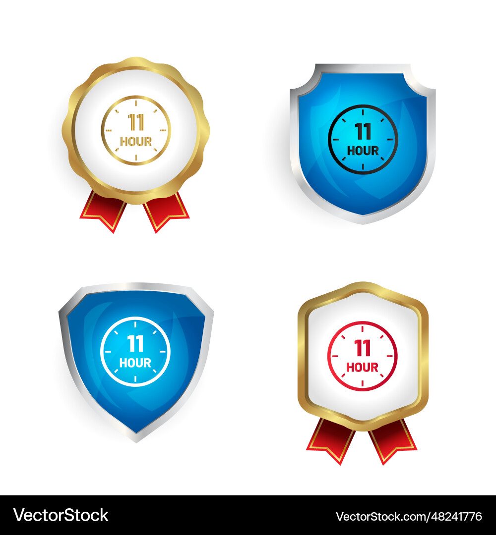 Abstract 11 hour badge and label collection Vector Image