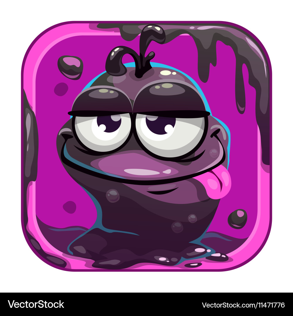 App icon with funny black slimy monster Royalty Free Vector