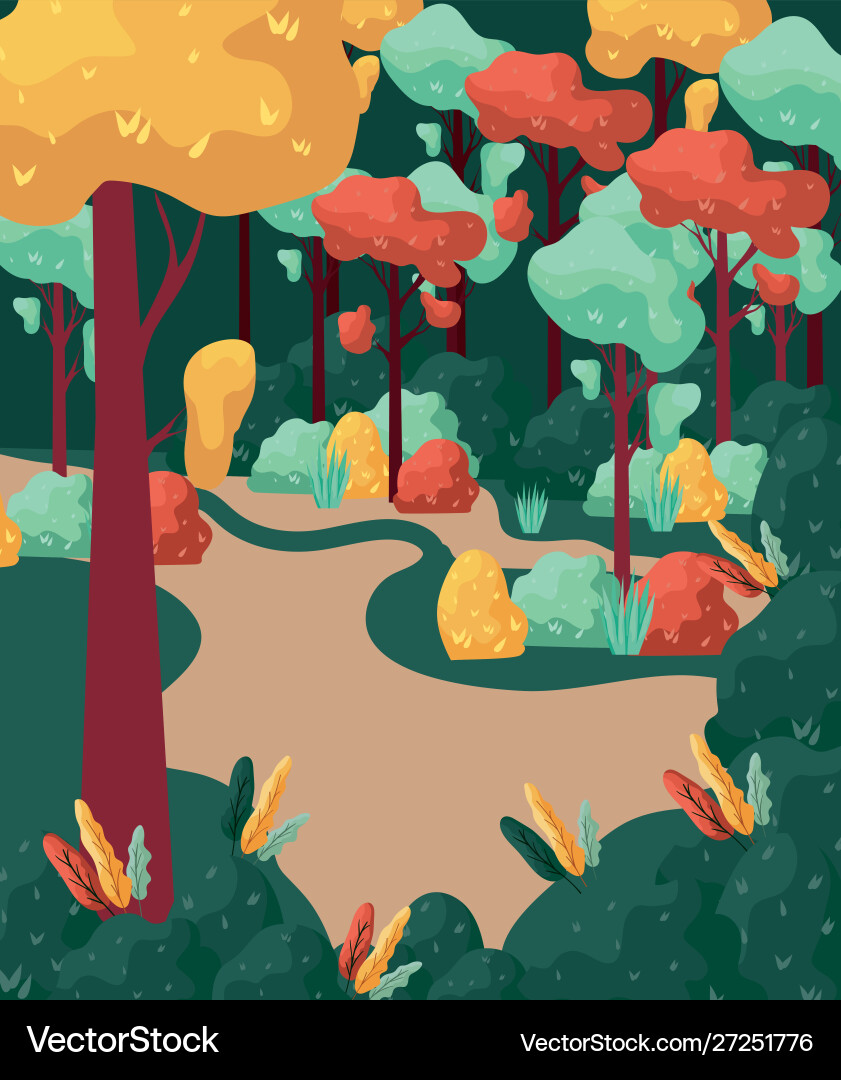 Autumn forest scene seasonal icon Royalty Free Vector Image