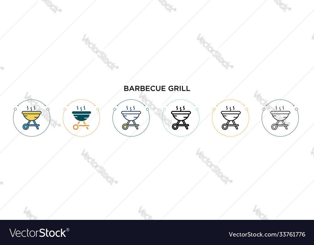 Barbecue grill icon in filled thin line outline Vector Image Barbecue grill icon in filled thin line outline Vector Image