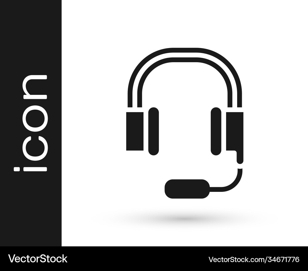 Black headphones with microphone icon isolated Vector Image