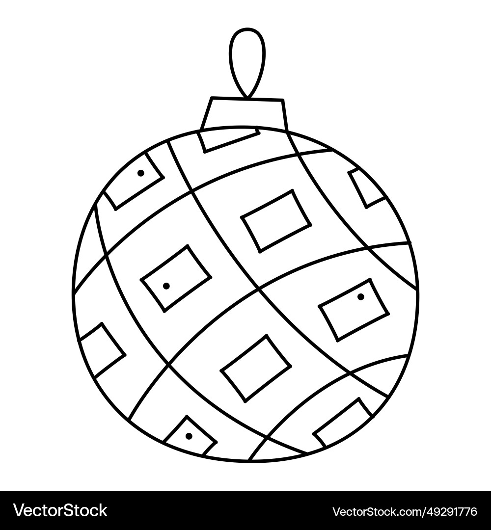 Checkered christmas ball in doodle style black Vector Image