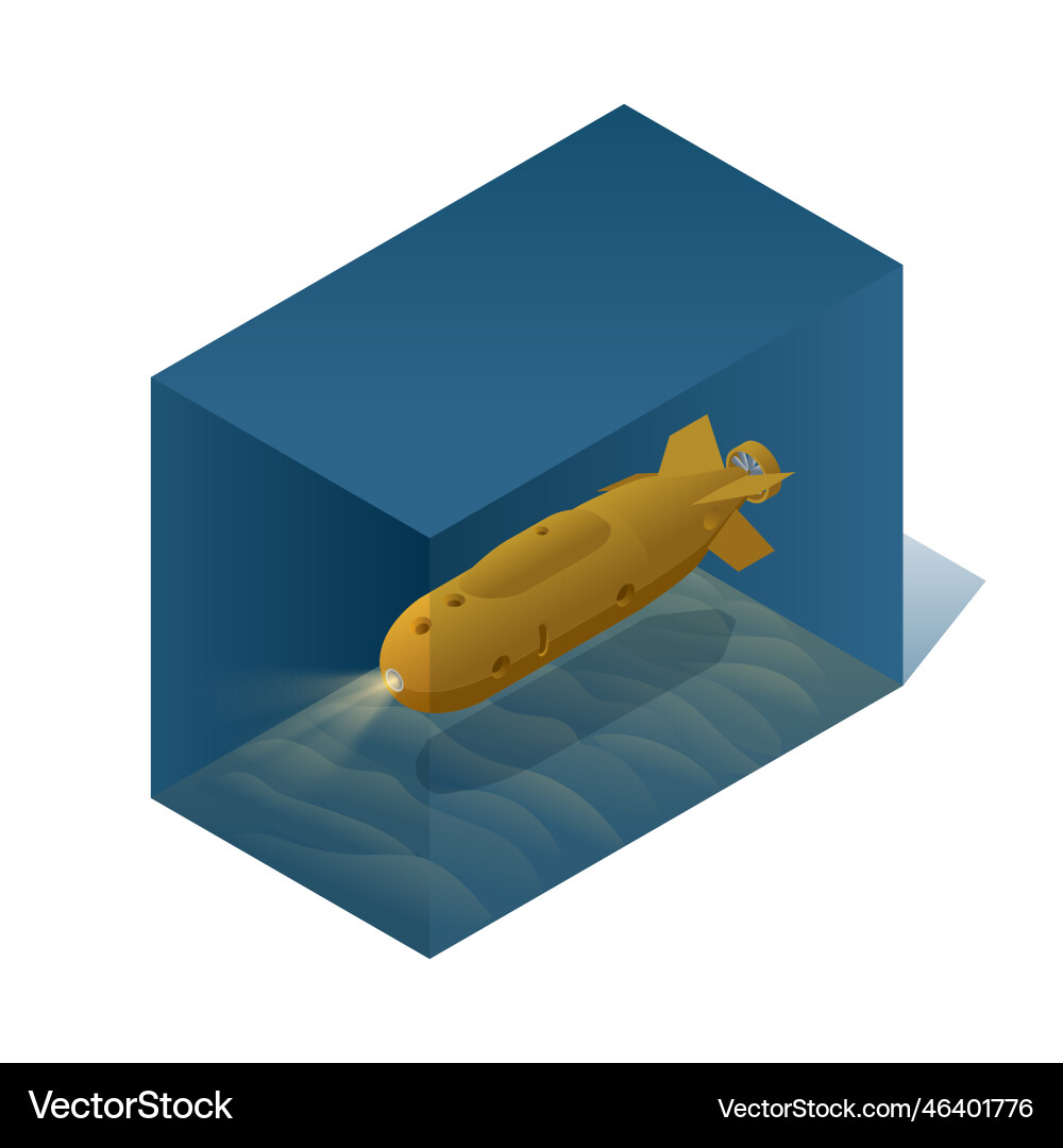 Floating bathyscaph isometric composition Vector Image