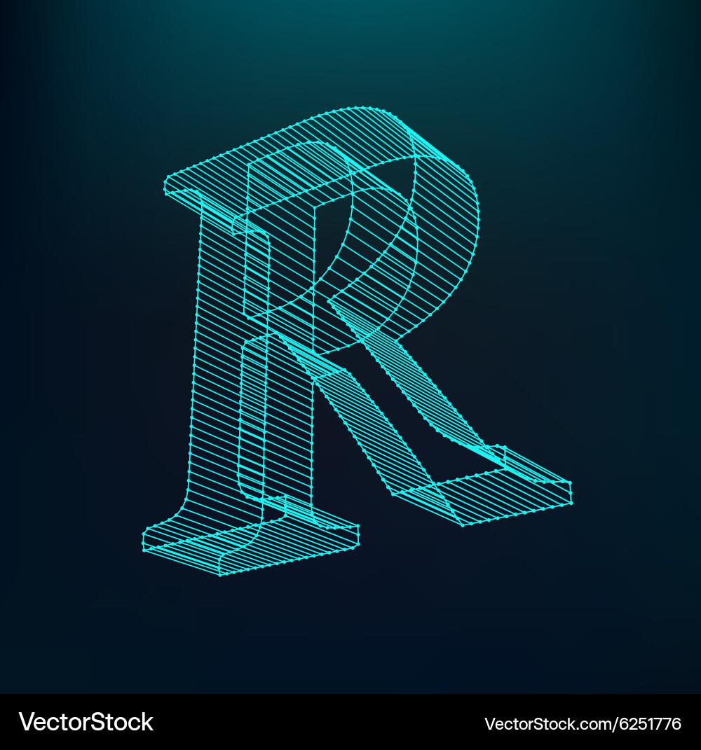 Fonts of mesh polygonal wire frame contour Vector Image