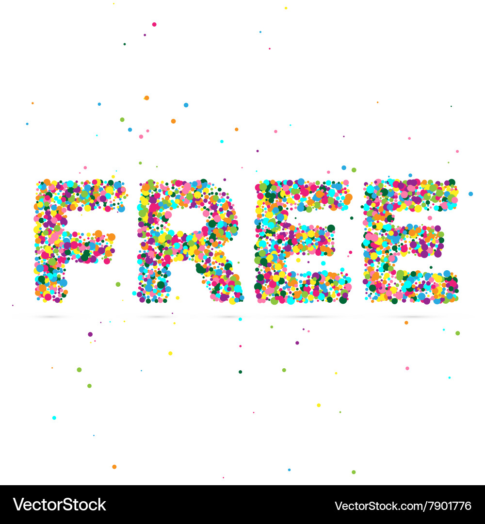 Free word consisting of colored particles Vector Image