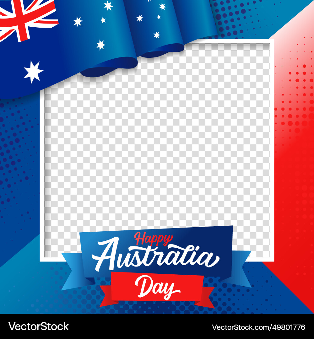 Happy australia day frame decoration with 3d flag Vector Image
