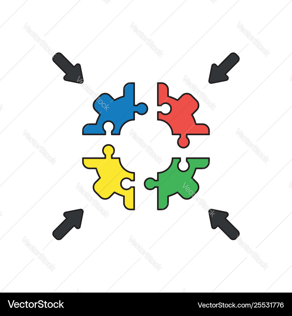 Icon concept four part jigsaw puzzle gear Vector Image