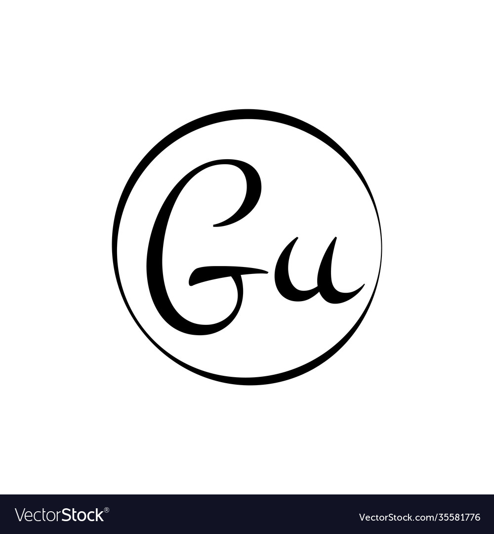 Initial gu script letter logo creative typography Vector Image