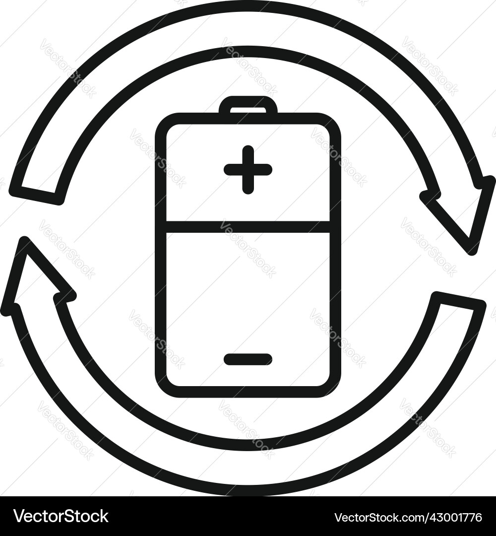 Recycle battery icon outline water solar Vector Image