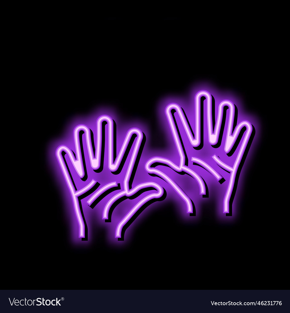 Ten number hand gesture neon glow icon Royalty Free Vector