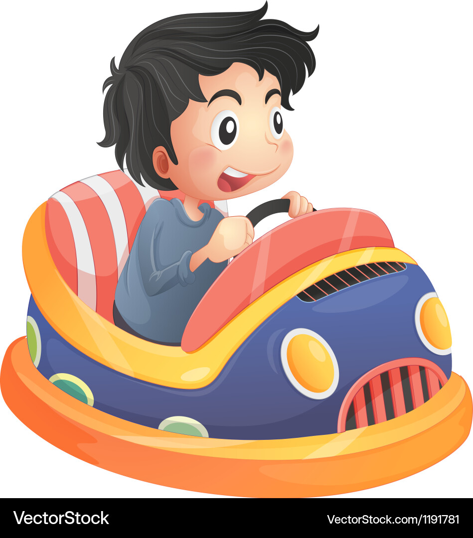 A child riding in a bumpcar Royalty Free Vector Image