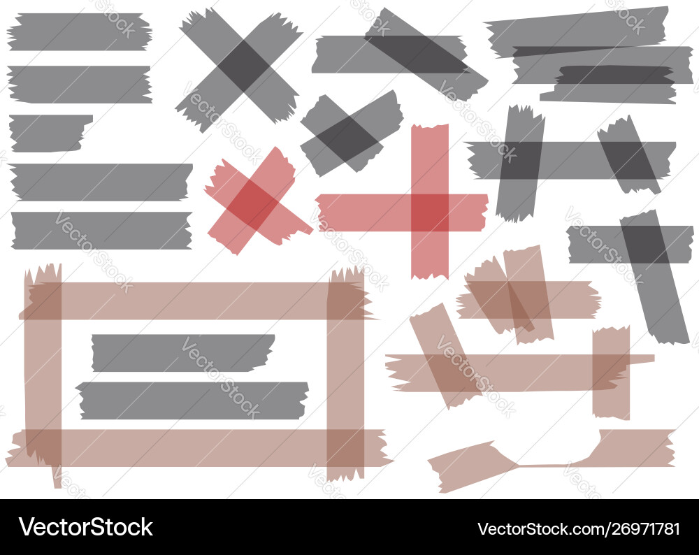 Adhesive tape pieces isolated set on white Vector Image