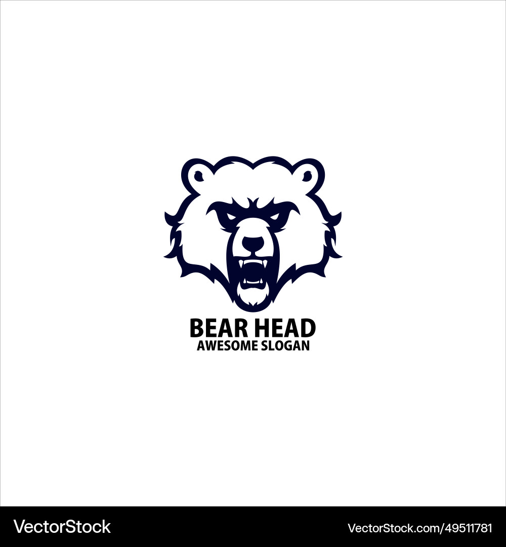 Bear head logo design line color Royalty Free Vector Image