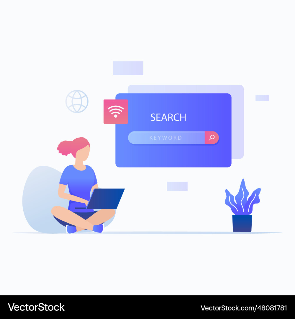 Concept of woman browsing Royalty Free Vector Image