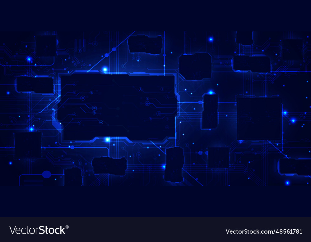 Digital technology cpu processor chip blue tech Vector Image