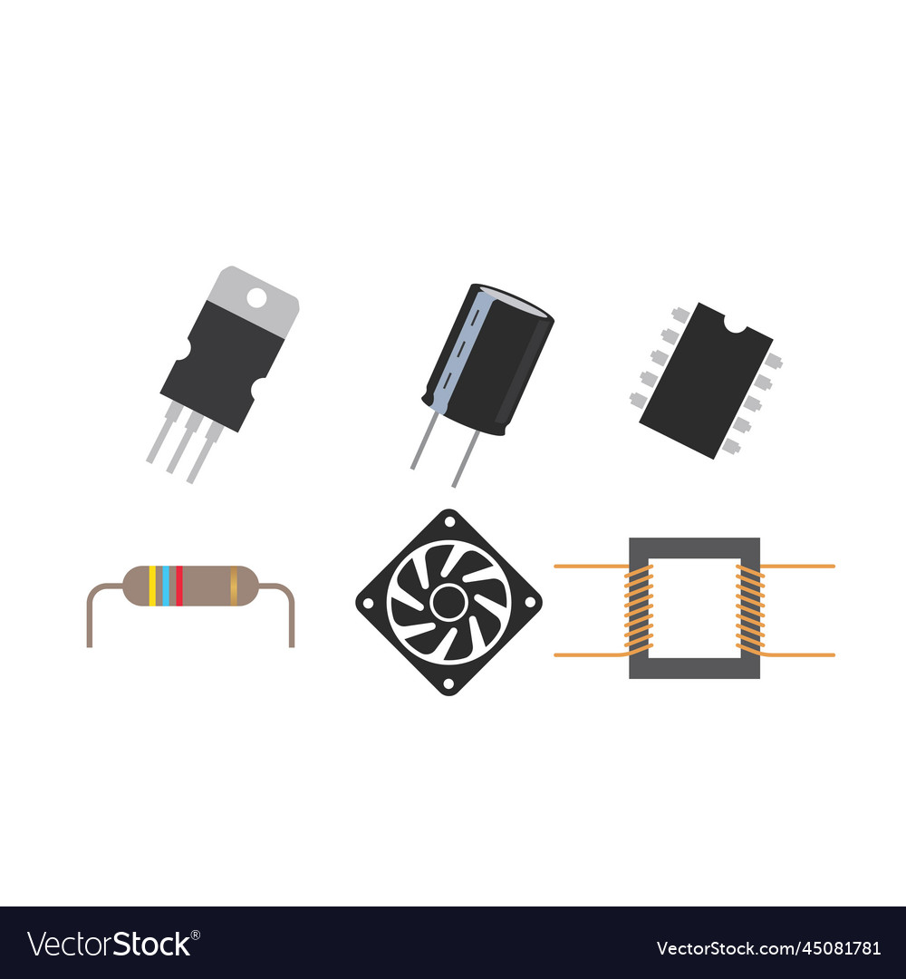 Electronict component icon set element Royalty Free Vector